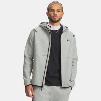 Under Armour Unstoppable Fleece Hoodie mit durchgehendem Zip f&uuml;r Herren Castlerock / Schwarz XL