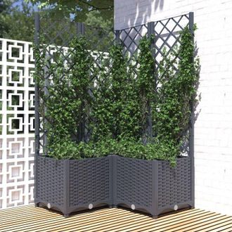 Les Tendances Jardini&egrave;re avec treillis Gris fonc&eacute; 80x80x136 cm PP