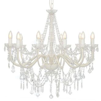 vidaXL Vidaxl - Lustre avec des perles de candelabrum &eacute;l&eacute;gantes 12 jeux e14 diff&eacute;rentes couleurs Couleur : Blanc
