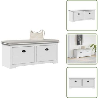 vidaXL Flurbank bodo Wei&szlig; 114x40x45 cm - Flurbank - Flurb&auml;nke - Bank - Flurbank Mit Stauraum
