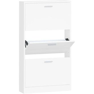 vidaXL Vidaxl - Armoire &agrave; chaussures Blanc 59x17x108 cm Bois ding&eacute;nierie