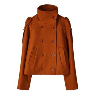 Patrizia Pepe Kurzer Zweireiher mit hohem Kragen - - Coats - Damen - Braun - M