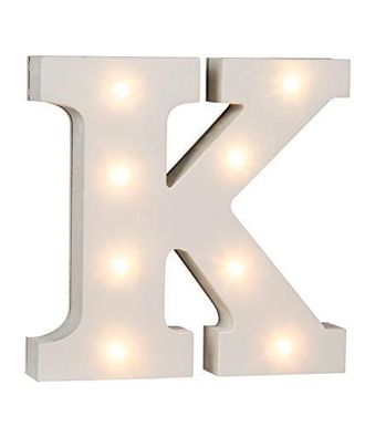 Out of the Blue Out of the Blue 57/6084 - Holz Buchstabe K beleuchtet mit 8 LED Lichtern, batteriebetrieben, ca. 16 cm