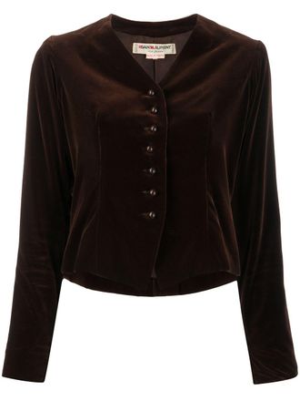 Saint Laurent veste boutonnée en velours - Marron