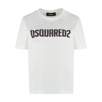 Dsquared2 Logo Baumwoll-T-Shirt - - Tops - Damen - Wei&szlig; - XS