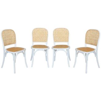 Sweeek 4er-Set Vintage Holz- und Rattanst&uuml;hle - Sweeek