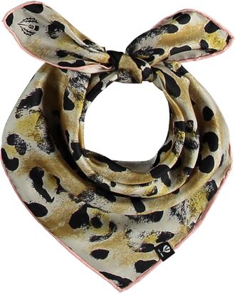Fraas Halstuch Damen mit Animal-Print - 51 x 51 cm Größe - Nickituch Seide - Seidentuch für Damen mit Leo-Muster - Bandana Tuch perfekt für den Sommer Khaki