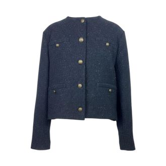 Circolo 1901 Femme, Vestes, Bleu, Taille: 42 FR Veste Courte en Boucl&eacute;