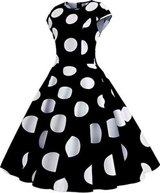 Generic Robe Vintage Femme Années 50s 60s Audrey Hepburn Mariage Cocktail Soirée Fête Cérémonie Décontractée Vintage Swing Party Dress Une Ligne Rockabilly Ro