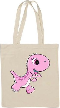 Generic Sac fourre-tout en coton naturel Motif dinosaure Violet