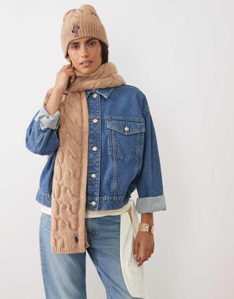 Polo Ralph Lauren &eacute;charpe avec logo camel-Marron