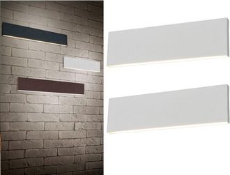 Trio Leuchten 2er Set Flache led Wandleuchten Up & Down Weiß - 3 Stufen Dimmer, Breite 28cm