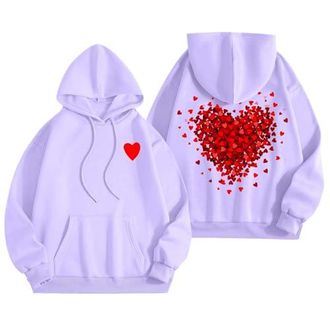 Generic Sweat &agrave; capuche &agrave; manches longues pour la Saint-Valentin 2026 pour femmes (4), violet, XXL