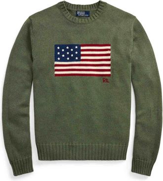Polo Ralph Lauren Homme, Pulls, Vert, Taille: XL Vintage Fit Flag Fleece SweaT-shirt