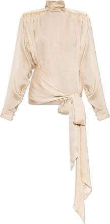 Balmain Seidenbluse mit Stehkragen - - Blouses & Shirts - Damen - Beige - XS