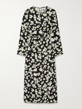 Proenza Schouler Waverly Maxikleid Aus Jersey Mit Blumenprint Und Bindeg&uuml;rtel - Schwarz