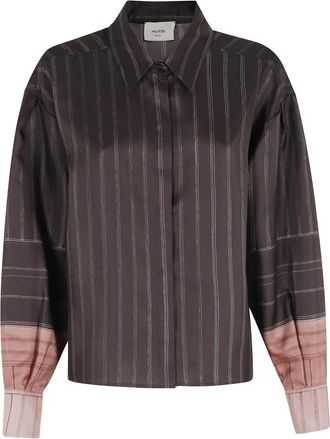 Alysi Femme, Blouses et Chemises, Brun, Taille: 38 FR Camicia Pinstripes