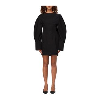 Jacquemus Femme, Robes, Noir, Taille: 30 FR Mini Robe Noire en Popeline