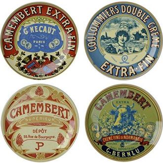 BIA Cordon Bleu BIA Lot de 4 Assiettes &agrave; Fromage Camembert Classiques 12,5 cm de diam&egrave;tre Coffret Cadeau