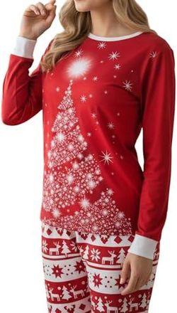 Generic Pyjama de No&euml;l pour femme | Sapin de No&euml;l 2 pi&egrave;ces, v&ecirc;tements de nuit &agrave; manches longues pour la maison | Ensembles assortis | pour les f&ecirc;tes de fin da