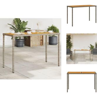 vidaXL Gartentisch mit Akazienholz-Platte Grau 115x54x74cm Poly Rattan - Gartentisch - Esstisch - Outdoortisch - Terrassenm&ouml;bel - Gartenm&ouml;belset