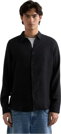 Replay Homme, Chemises, Noir, Taille: M Chemise en lin coupe droite