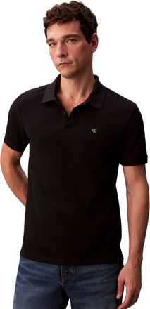 Calvin Klein Herren Poloshirt Kurzarm Monogram Pique aus Baumwolle, Schwarz (Black), XXL