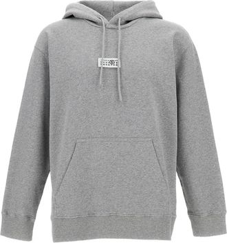 Maison Margiela front-pocket ribbed-trim hoodie - Gris