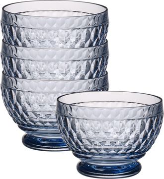 Villeroy & Boch Boston Coloured Dessertschalen Blue 4er Set, 430 ml, Schale aus Kristallglas für Obst und Snacks, Spülmaschinengeeignet, Blau