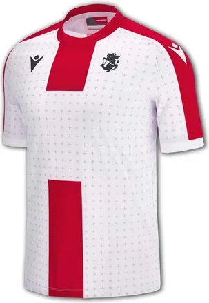 Macron Georgien Heimtrikot 23 24 wei&szlig; 22/23 GFF Home Shirt Georgia Fan Jersey, Gr&ouml;&szlig;e:M