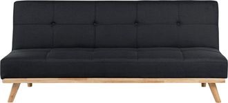 Beliani Schlafsofa Polsterbezug in Schwarz modernes Sofa mit Schlaffunktion Couch Froya