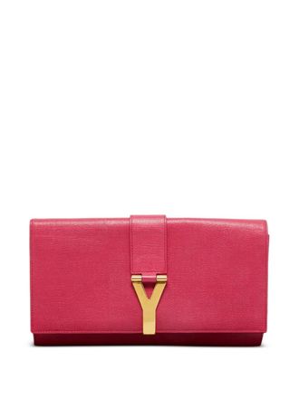Saint Laurent pochette en cuir &agrave; logo - Rose