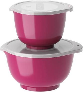Rosti Mepal Margrethe Set de 2 Bols M&eacute;langeurs en Plastique - 2 Couvercles Inclus - Saladiers Herm&eacute;tiques - 1,5 Litres et 3 Litres, Bettrave