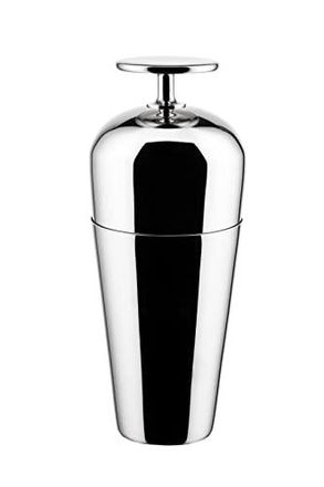 Alessi The Tending Box GIA26 - Shaker à Cocktail Parisienne, avec Un Verre Inférieur et Un Verre Supérieur avec Bouton, en Acier Inoxydable 18/10, 50 cl