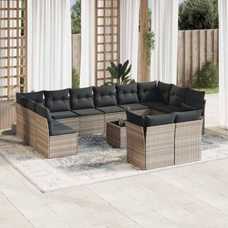 vidaXL Vidaxl - Set Divani Giardino 13 Pz Con Cuscini Grigio Chiaro Polyrattan
