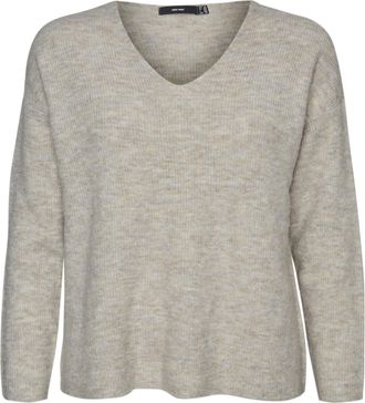 Vero Moda CURVE Vmccrewlefile Ls V-Neck Blouse Cur - Plus Size