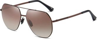 Generic Lunettes de soleil polaris&eacute;es en m&eacute;tal &agrave; grande monture conduisant des lunettes de soleil de(Brown)