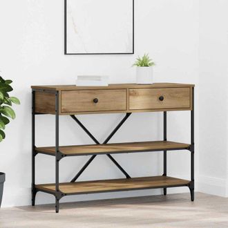 vidaXL Table console avec tiroir ch&ecirc;ne artisanal Bois ding&eacute;nierie Vidaxl