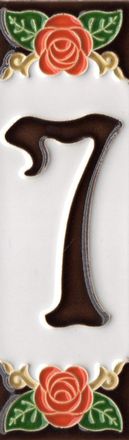 Generic Hausnummern, italienische Keramik-Zahlen und Buchstaben, Orangen-Rosen-Design, Fliesengröße: 15 cm x 5 cm (Nummer 7)