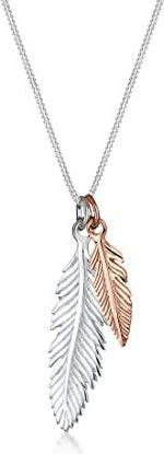 Elli Collier Femme Pendentif Plume Bi-Couleur en Argent Sterling 925