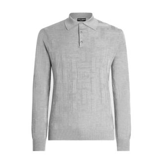 Dolce & Gabbana Seidenpoloshirt mit Jacquard-Logo - - Tops - Herren - Grau - L