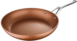 San Ignacio Origin - 28 cm Pfanne - Hergestellt in geschmiedetem Aluminium - Whitford Interior - Au&szlig;enheizbest&auml;ndiger Farbe im Kupfer - Induktionspunkt - Edelstah