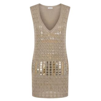 Malo Grobgestricktes Minikleid - - Dresses - Damen - Beige - S