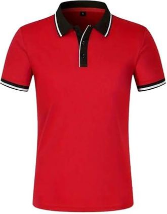 Generic Polo d&eacute;contract&eacute; pour homme avec boutons c&ocirc;tel&eacute;s et blocs de couleurs pour homme, rouge, XXL