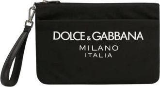 Dolce & Gabbana Homme, Sacs, Noir, Taille: ONE Size Pochette Logo Nylon