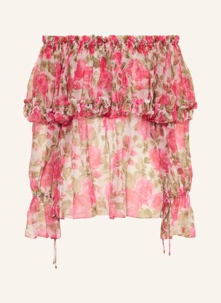 Chlo&eacute; Off-Shoulder-Bluse Aus Seide Mit R&uuml;schen pink