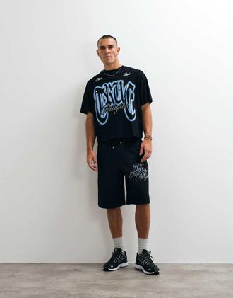 True Religion XL Mesh-Shorts als Co-ord in Schwarz