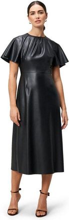 Zero Midikleid Damen Midikleid in Lederoptik drapiert /gerafft