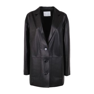 Drome Femme, Vestes, Noir, Taille: 36 FR Boxy Leather Veste de blazer
