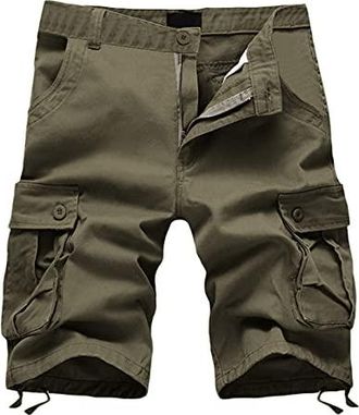 Generic Short dété pour homme : short dété décontracté multi-poches, pantalon de travail de couleur unie, short cargo pour homme, poches zippées, short de spo